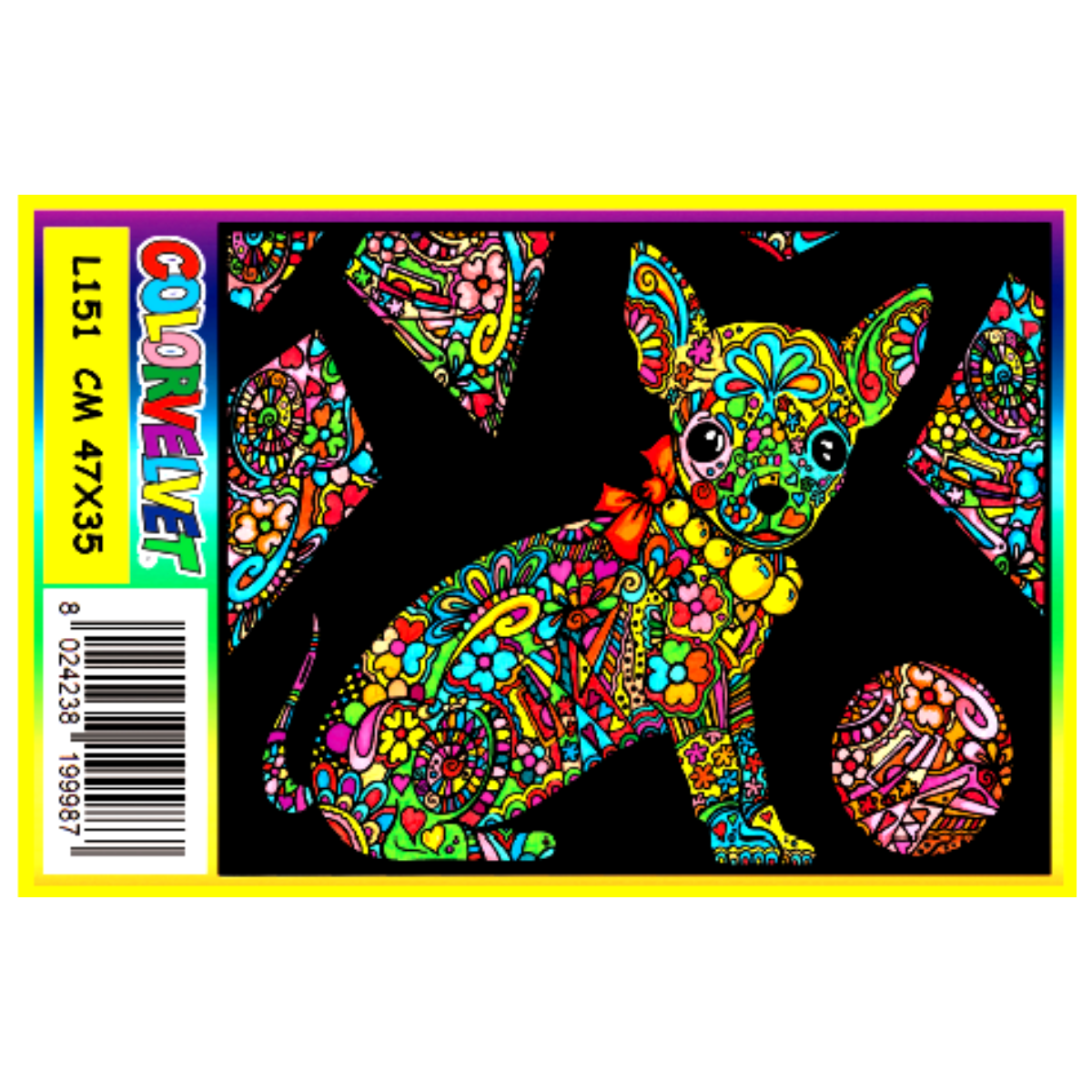 Ausmalbild mit nachgezeichnetem Design aus Chihuahua-Samt L151, 47x35cm