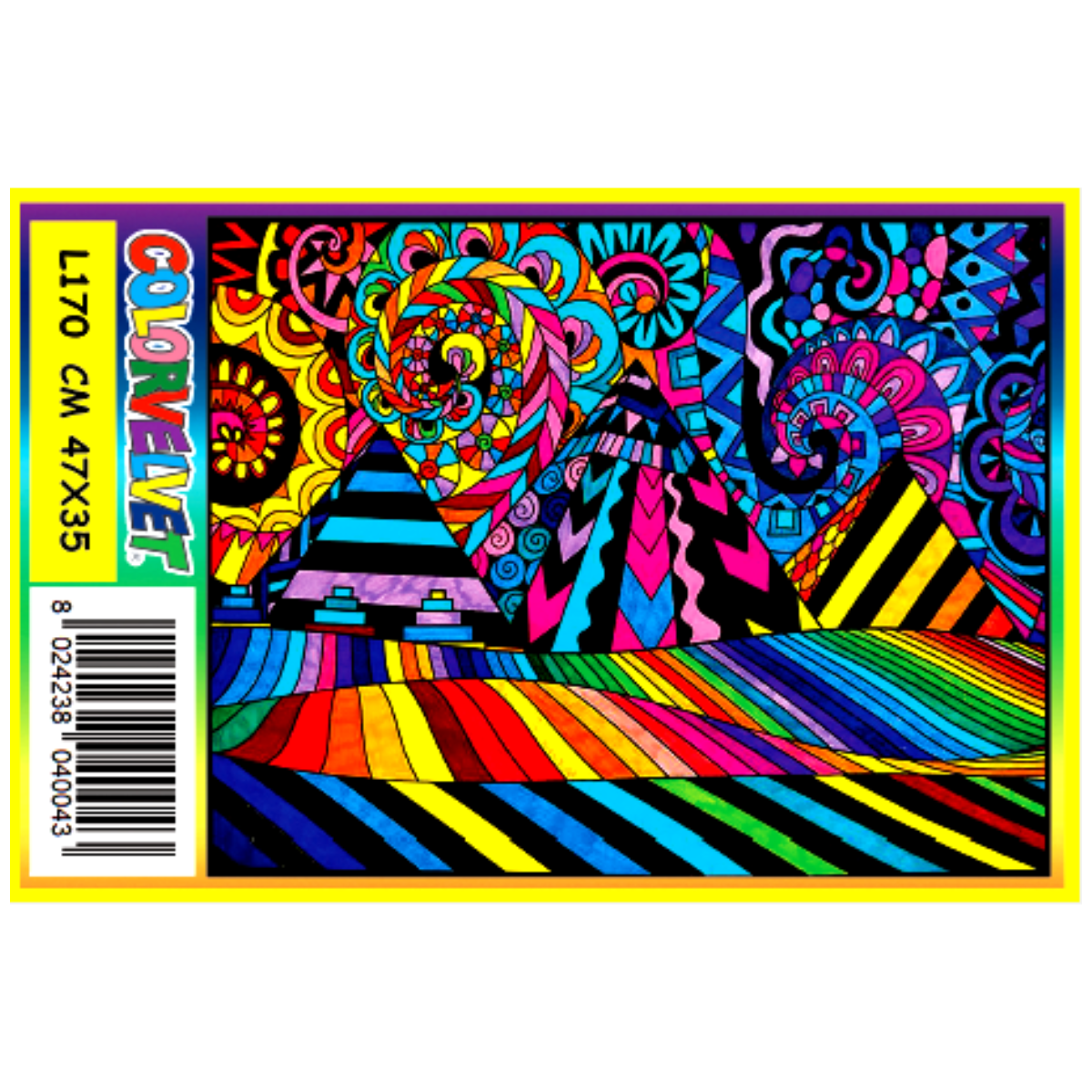 Quadro large con disegno in velluto da colorare: Piramidi, 47x35cm