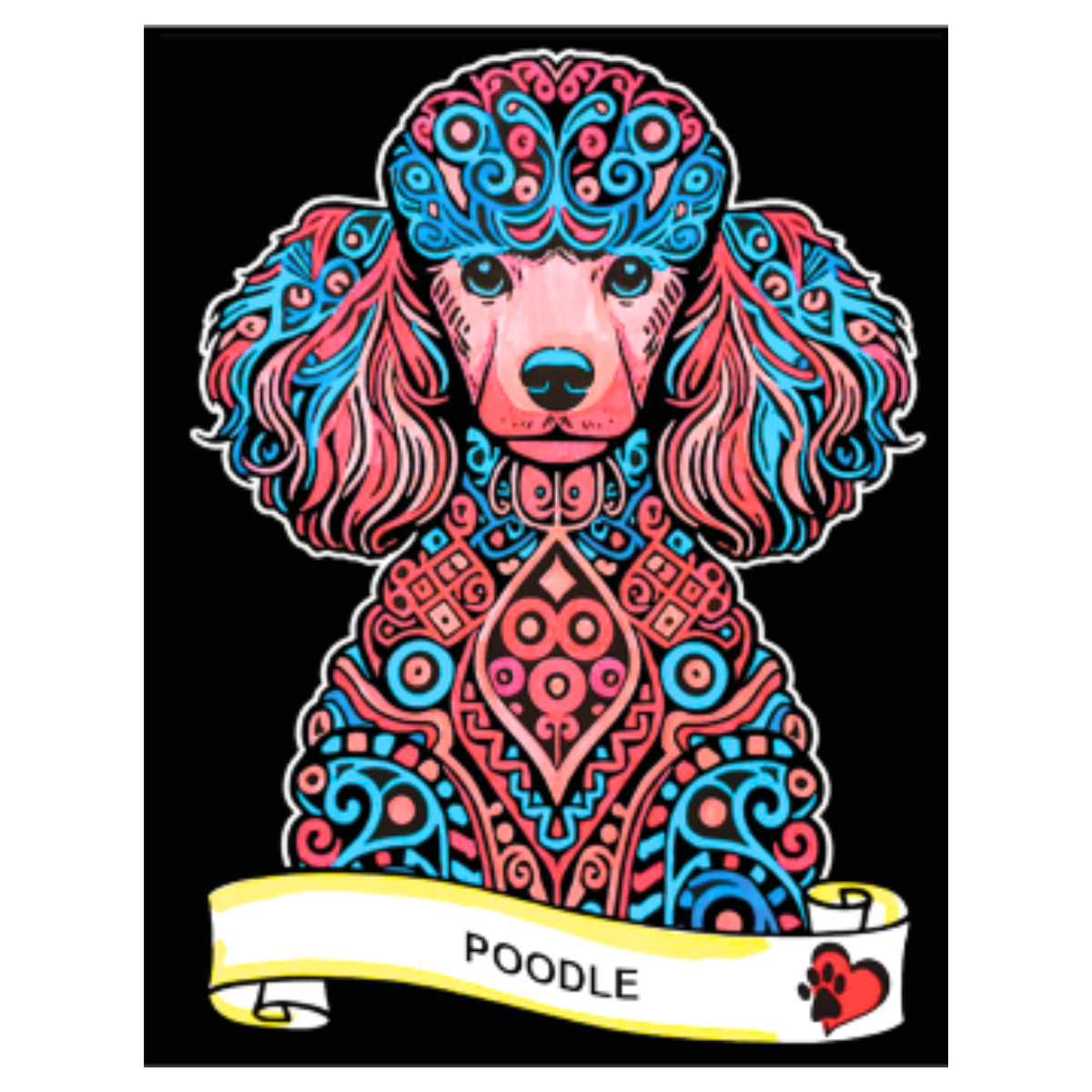 Quadro small con disegno in velluto da colorare: Poodle, 21x29,7cm