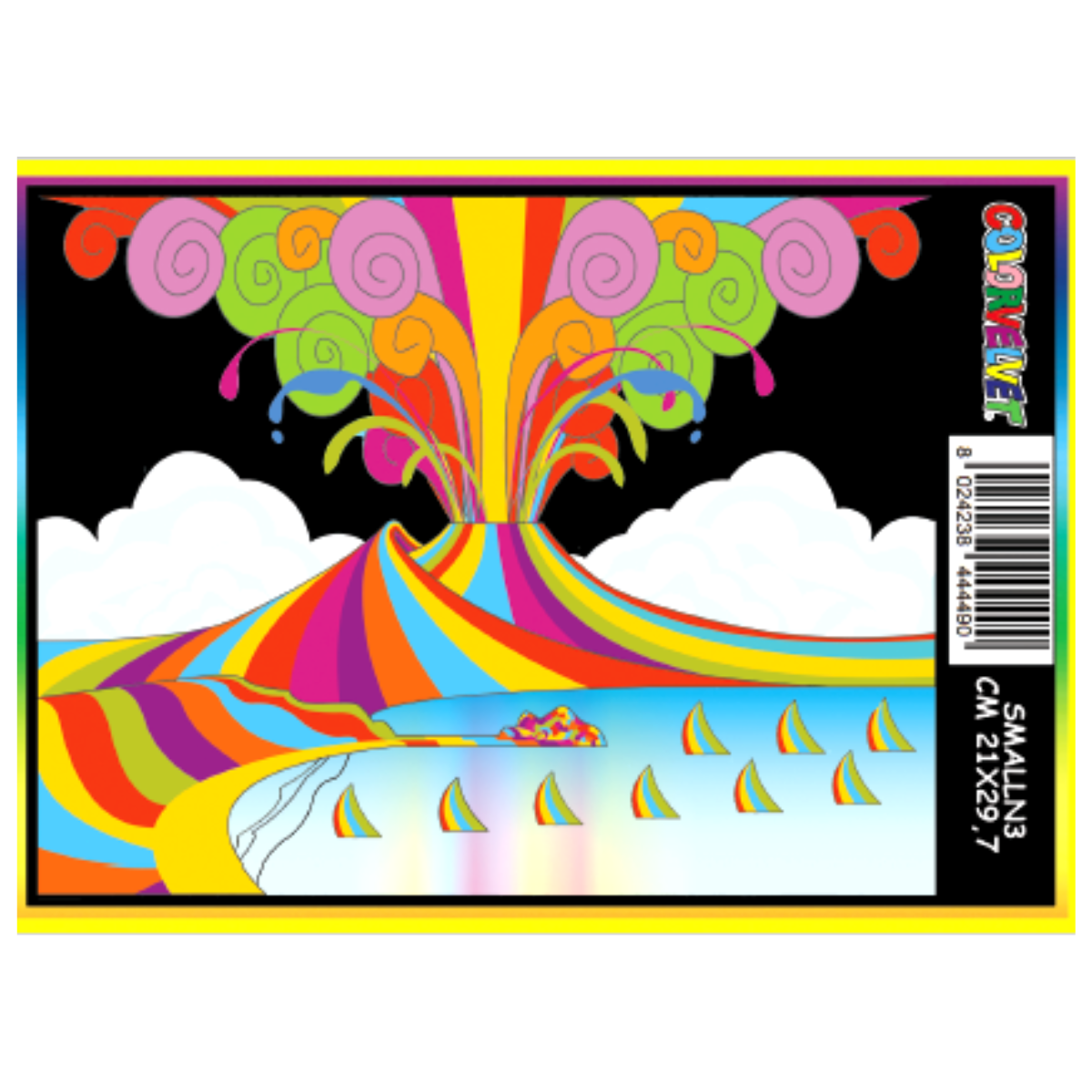 Quadro small con disegno in velluto da colorare: Vesuvio, 21x29,7cm