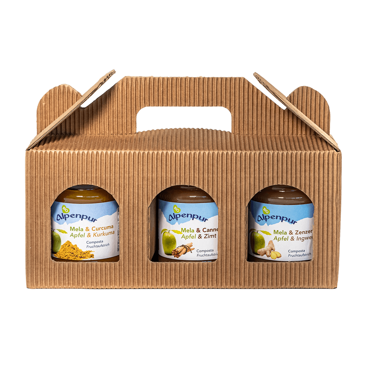 Composta di mela biologica Alpenpur, Confezione regalo tris, 3x220g