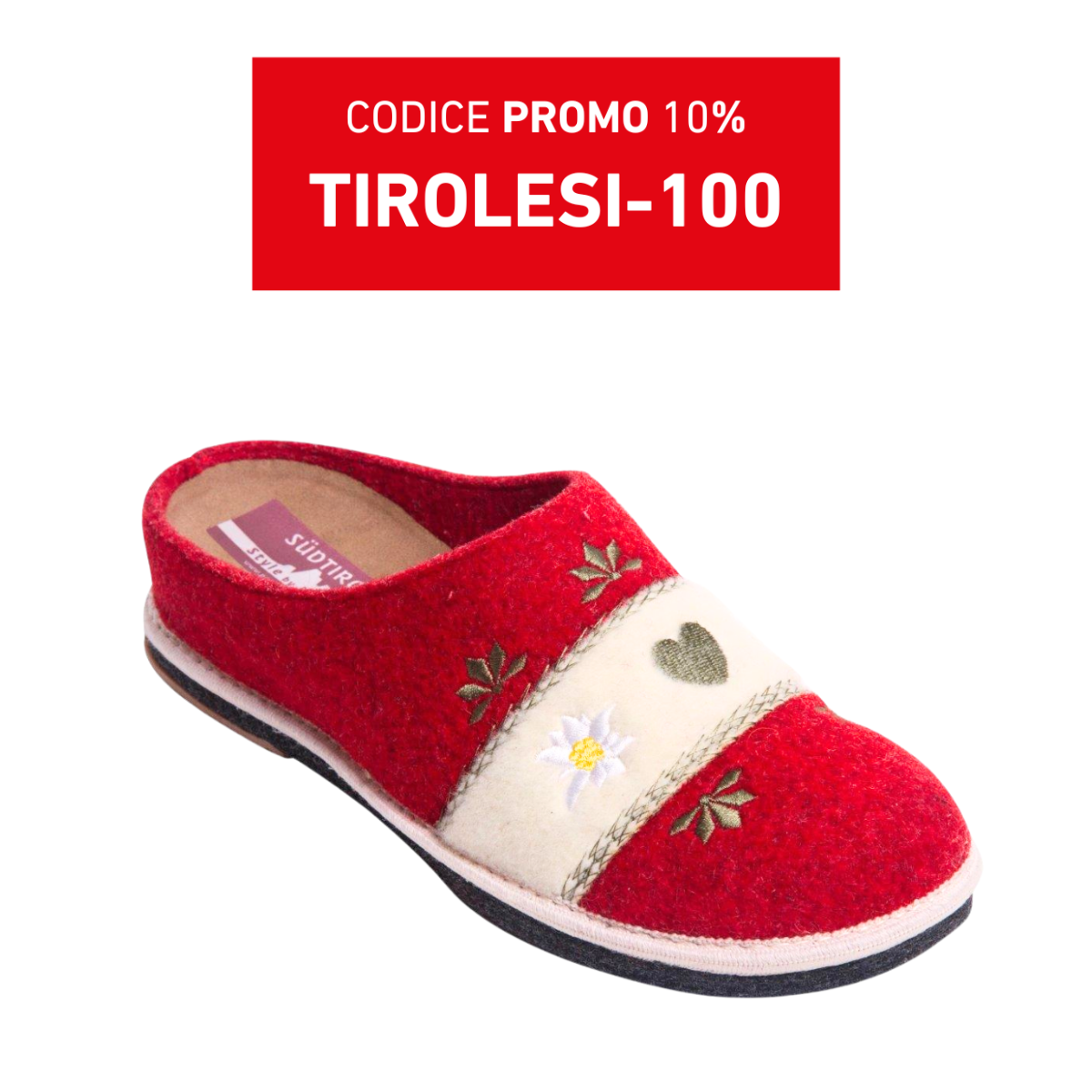Vendita online Pantofole tirolesi rosse, modello Mara