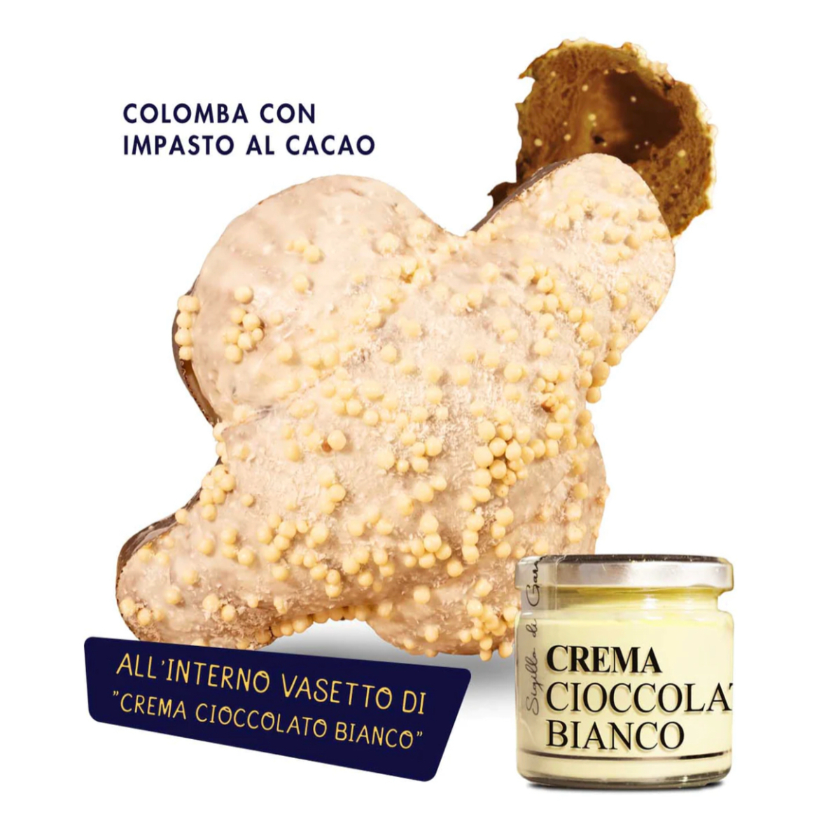 Colomba Coccobello + vasetto con 200g di cioccolato bianco